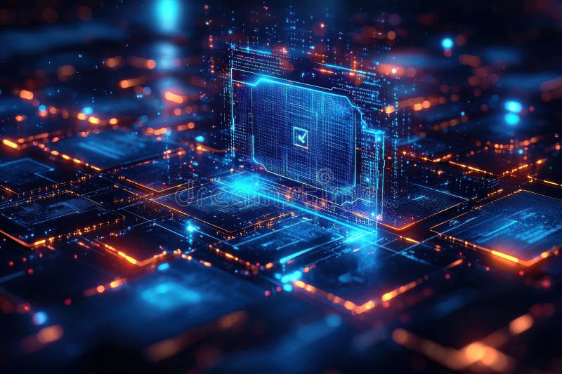 Abstract Data Security Representation Digital Nodes Light Effects Stock ...