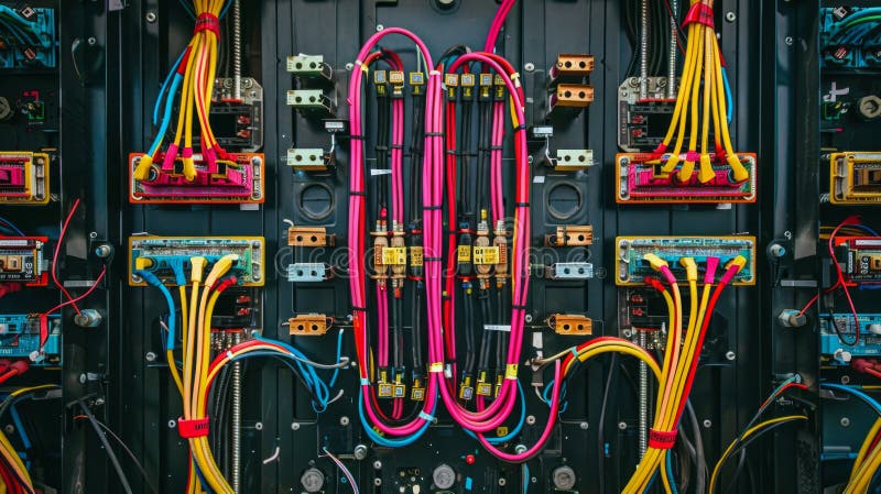 Colorful Circuit Breaker Panel with Vibrant Painted Background. Concept ...