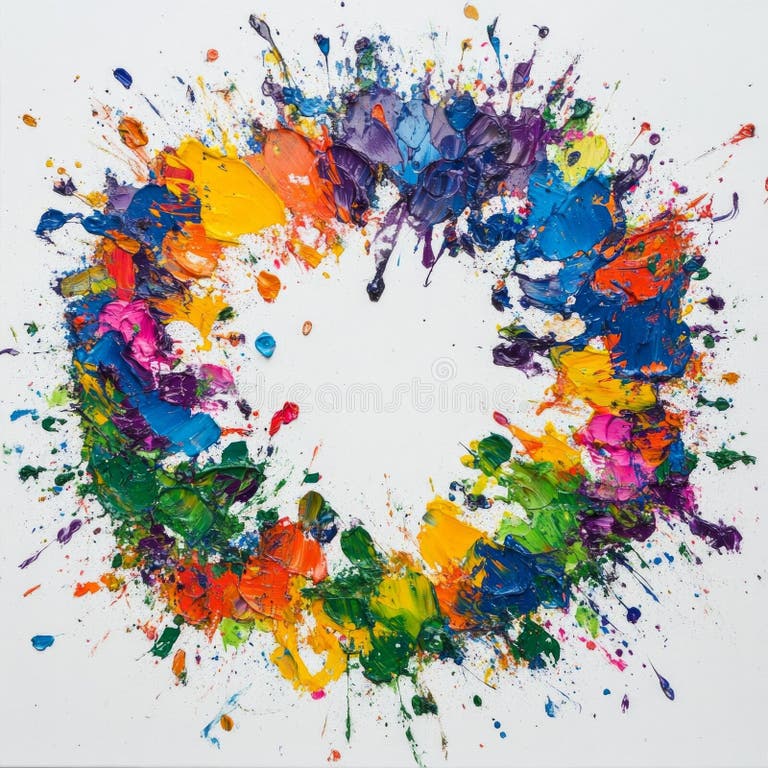 Colorful Circular Abstract Art with Vibrant Paint Strokes Stock ...