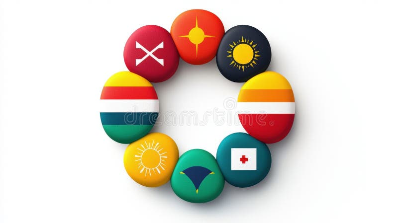 Colorful Circular Arrangement of Various Country Flags Representing ...