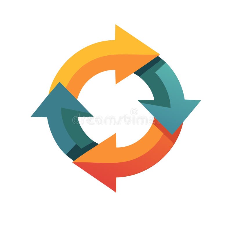 Colorful Circular Arrows Conveying Renewal, Cycle, and Continuous ...