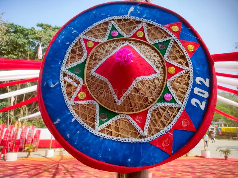 Colorful Circular Assamese Japi. Stock Image - Image of geometric ...