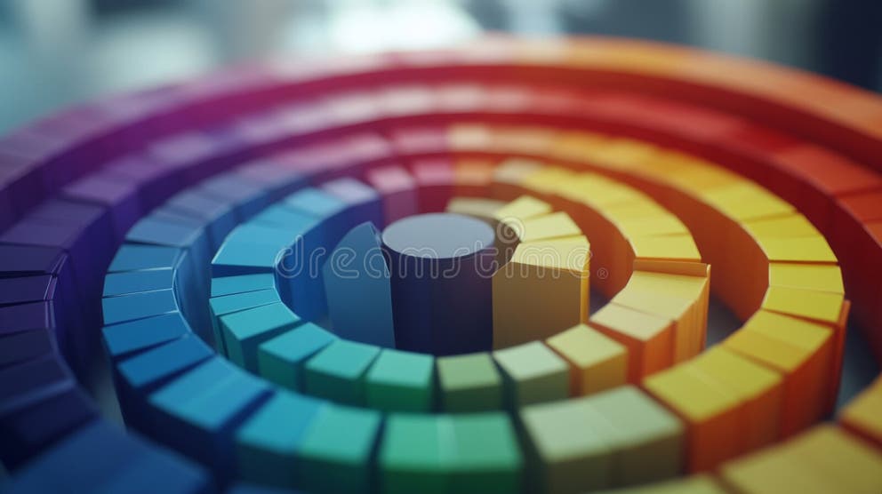 Colorful Circular Blocks Abstract Design Stock Illustration ...