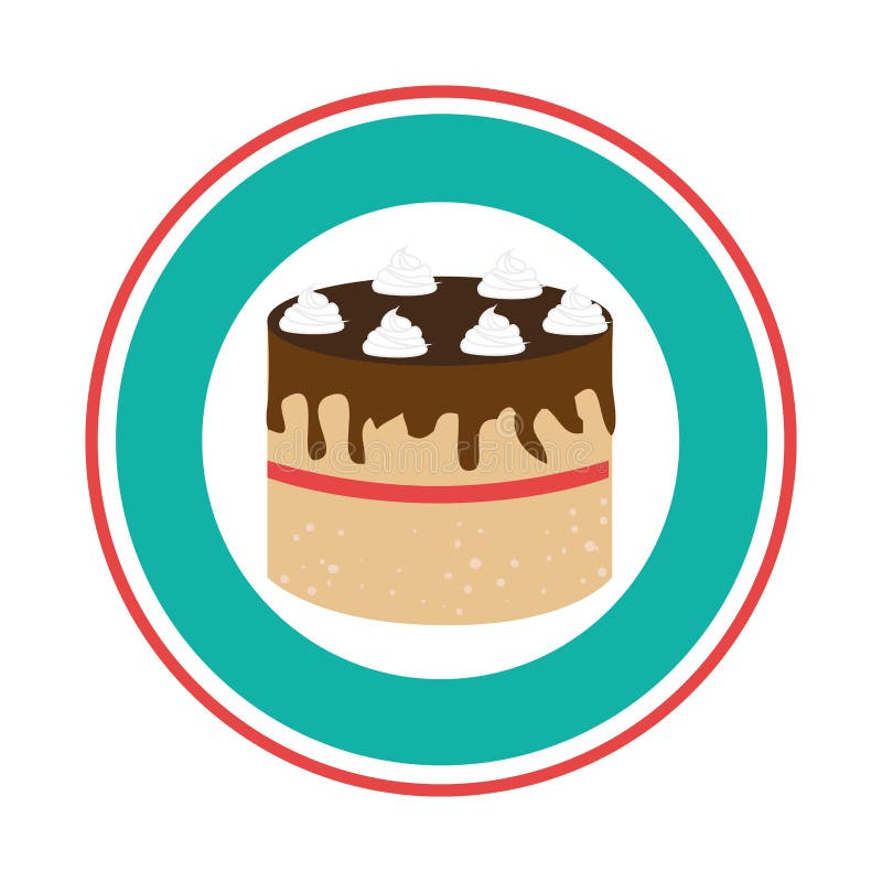 Colorful Circular Border with Cake Birthday Stock Vector - Illustration ...