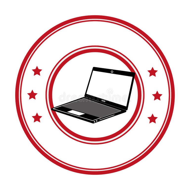 Colorful Circular Border with Laptop Computer Stock Vector ...