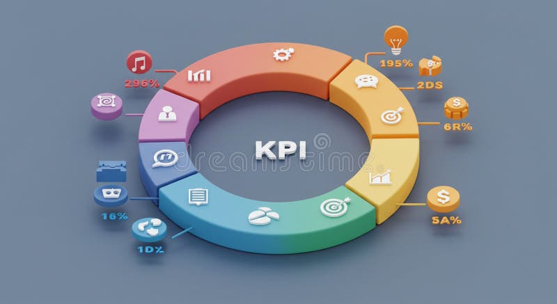 Colorful Circular Chart Labeled "KPI" at the Center. Segments are Color ...