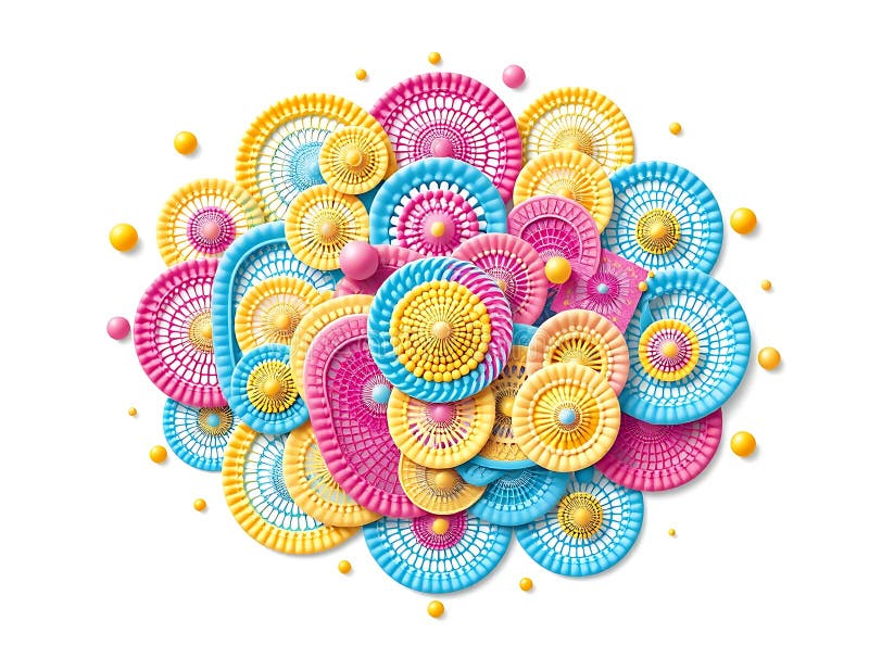 Colorful Circular Designs with Small Yellow Balls Stock Photo - Image ...