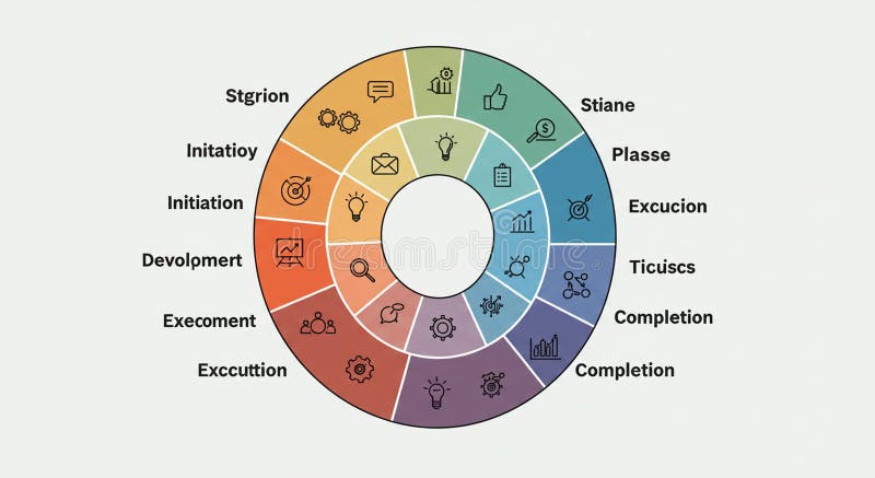Colorful Circular Diagram Featuring Segmented Sections Labeled with Project Stock Illustration ...