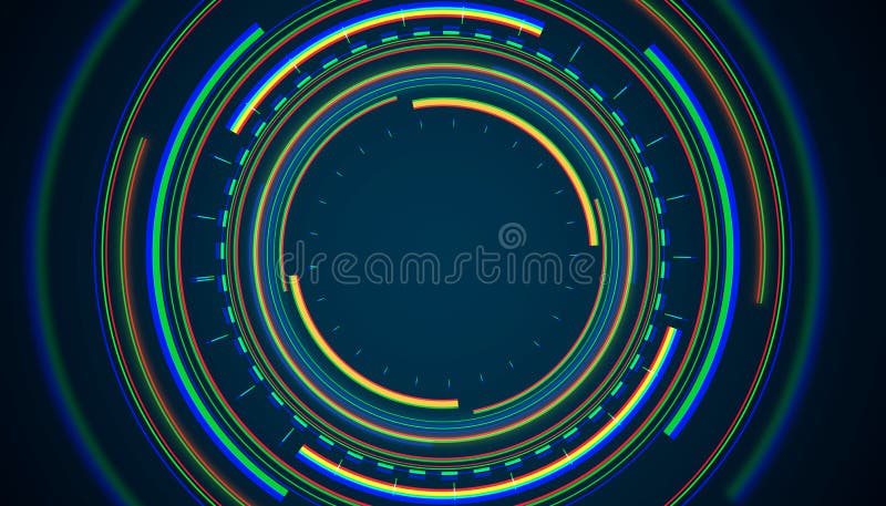 Colorful Circular Digital Interface on Dark Background. 3D Rendering ...