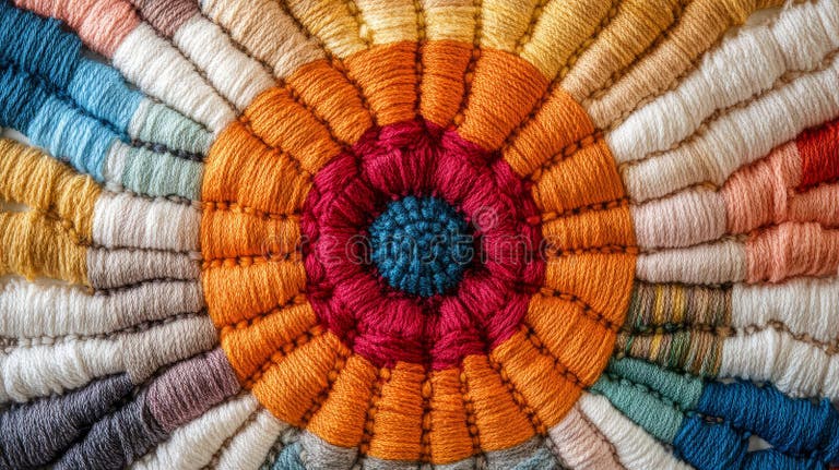 Colorful Circular Embroidery with Intricate Patterns. Stock Photo ...