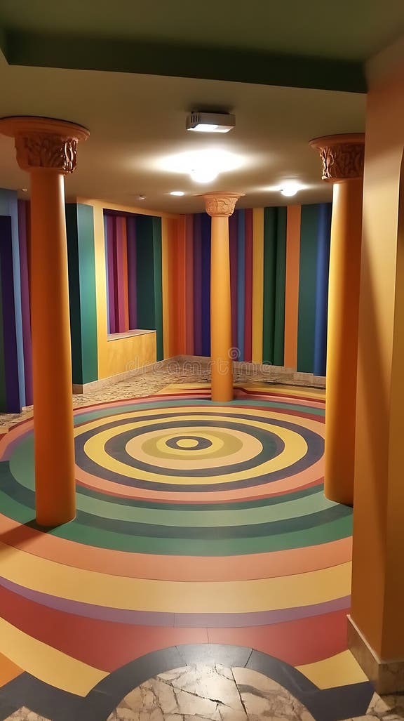 Colorful Circular Floor Pattern in Interior Design Stock Illustration ...