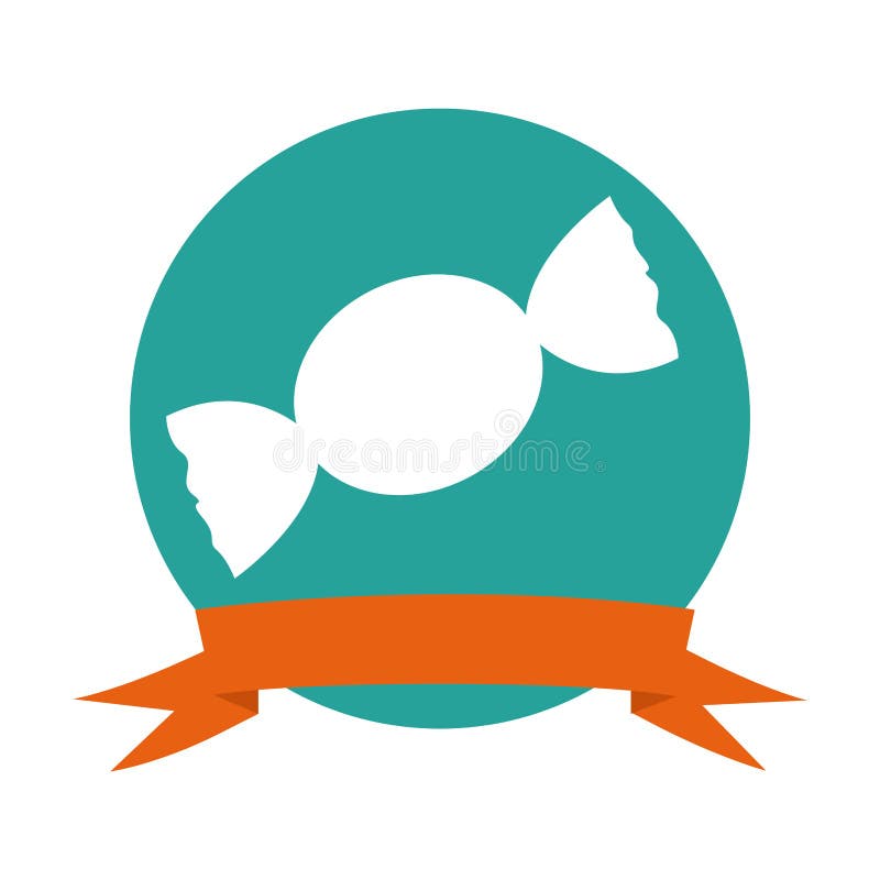 Colorful Circular Frame with Ribbon and Candy Stock Illustration ...