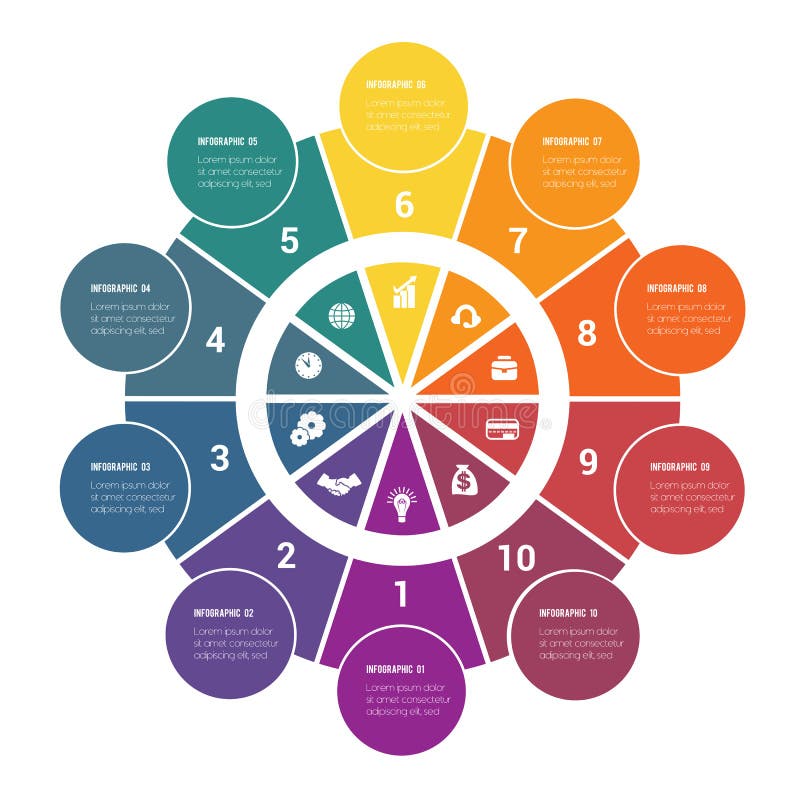 Colorful Circular Infographics from Ring and Circles. 10 Positions for ...