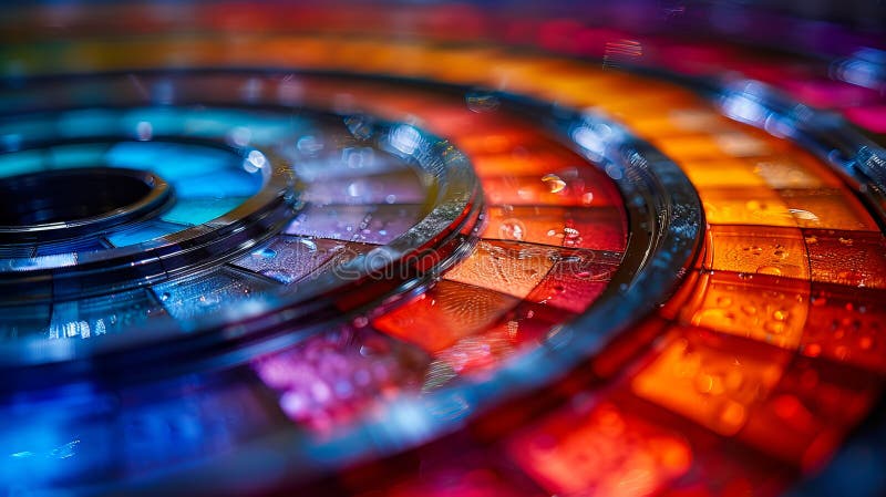 A Colorful Circular Object with Water Drops on it Stock Photo - Image ...