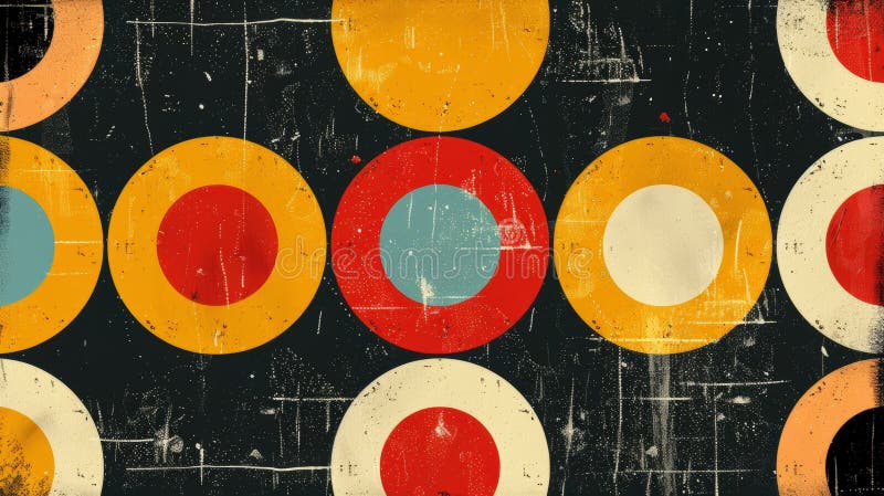 Repetitive Circular Patterns in Vibrant Colors on a Dark Background ...
