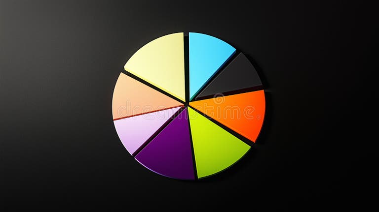 Colorful Circular Pie Chart in Dark Mode Illustrating Data Distribution ...