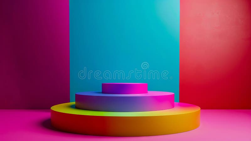 A Colorful Circular Platform in Front of a Wall Stock Photo - Image of ...