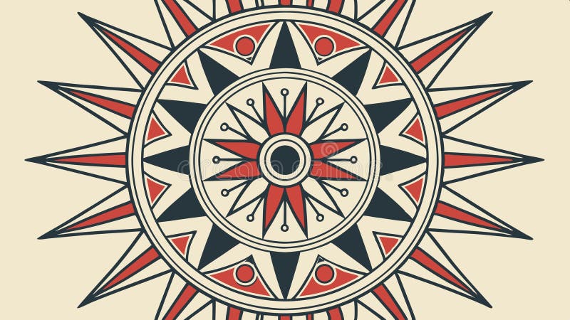 Colorful Circular Radial Pattern with Geometric Star Sun and Points ...