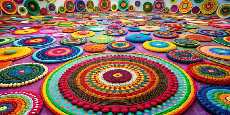 Colorful Circular Shapes on Carpet Stock Illustration - Illustration of ...
