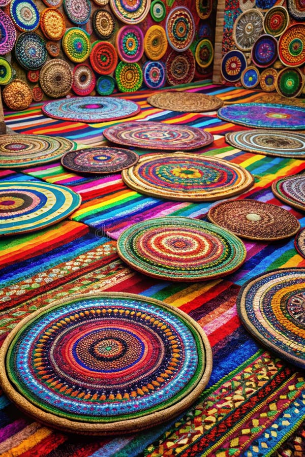 Colorful Circular Shapes on Carpet Stock Illustration - Illustration of ...