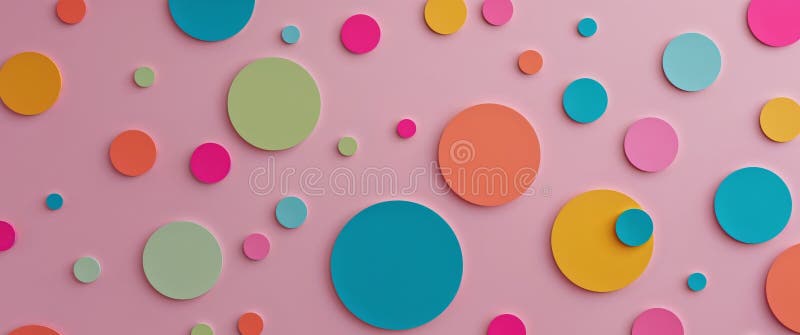 Colorful Circular Shapes on Soft Pink Background for Creative Projects ...