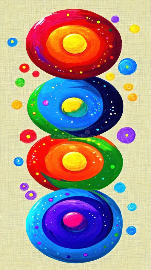 Colorful Circular Shapes Stacked Vertically with Vibrant Colors and ...