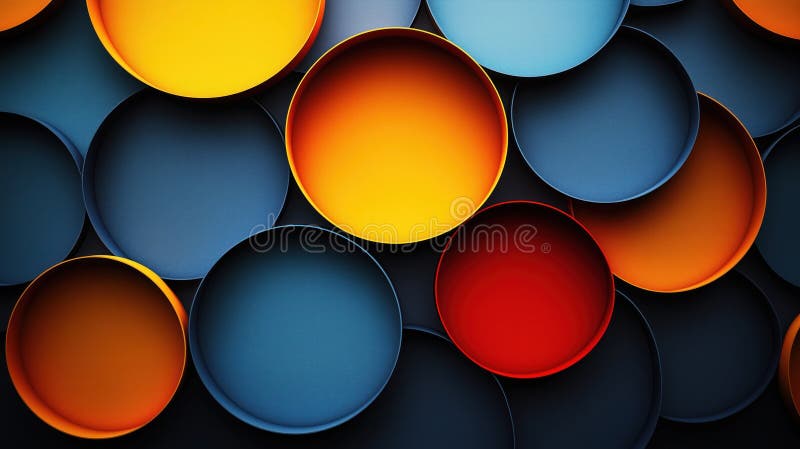 Colorful Circular Shapes in Various Shades of Orange Blue, Red Arranged ...