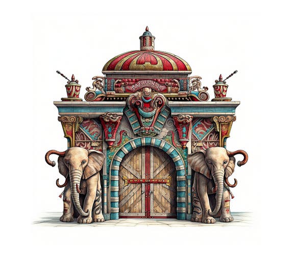 Colorful Circus Gate Adorned with Elephants Created with Generative AI ...