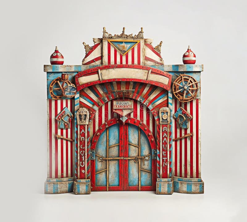 Colorful Circus Gate on White Background Stock Photo - Illustration of ...
