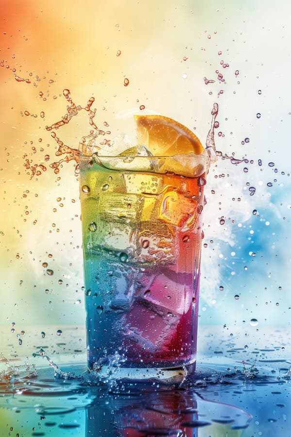 Colorful Citrus Cocktail Splash Against Vibrant Background Stock Photo ...