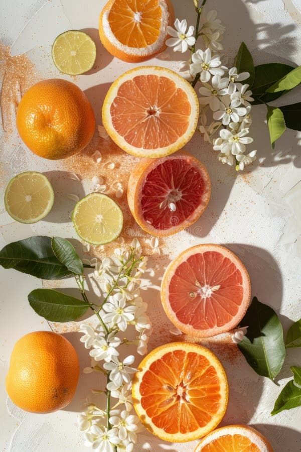 Colorful Citrus Fruit Assortment on a Light Background Stock Photo ...