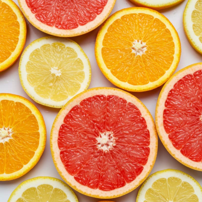 Colorful Citrus Fruit Slices Overhead Stock Illustration - Illustration ...