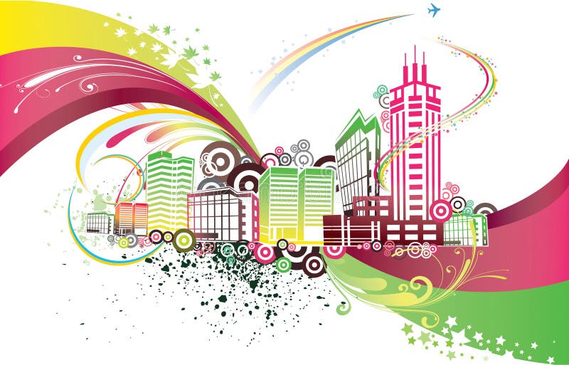 Colorful city stock vector. Illustration of colorful - 35664853