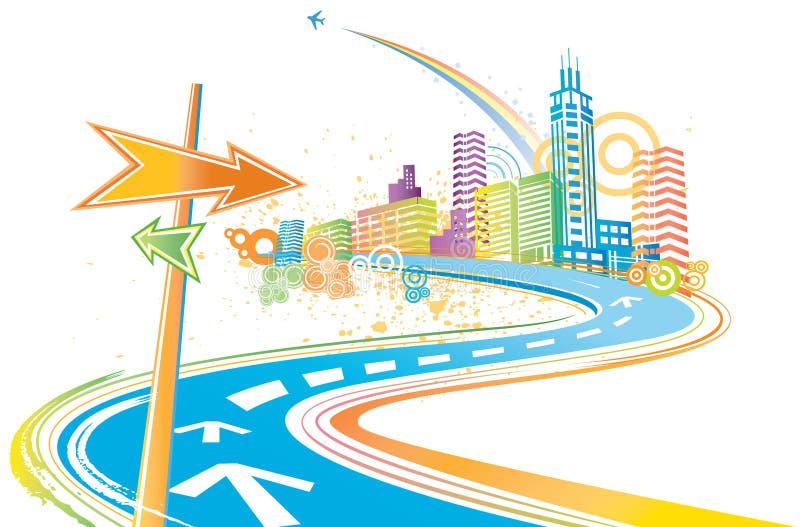 Colorful city stock vector. Illustration of colorful - 35664853