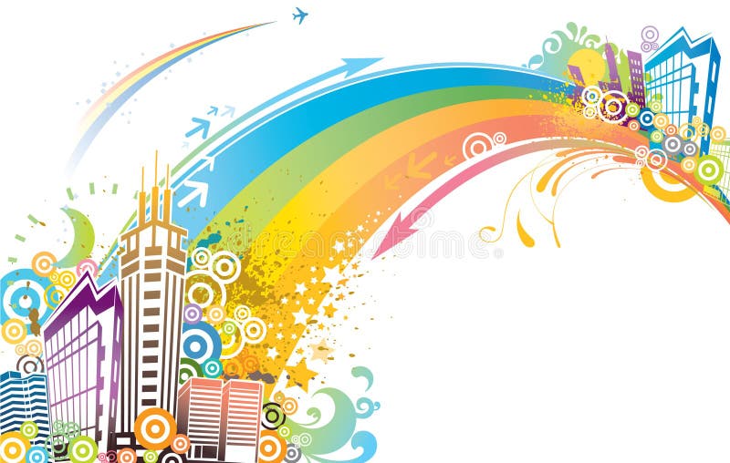 Colorful city stock vector. Illustration of colorful - 35664853