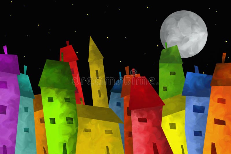 Colorful city stock illustration. Illustration of background - 28843064