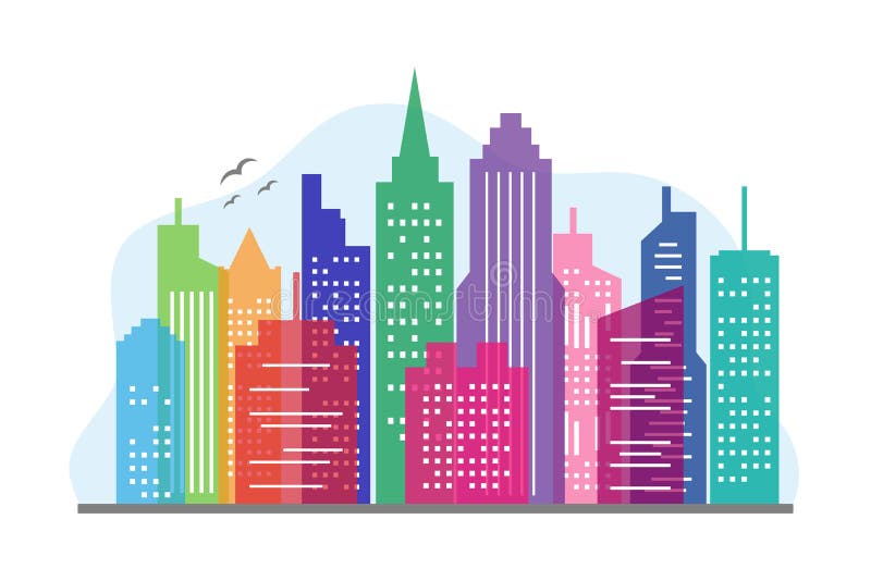 Colorful City or Cityscape Illustration Stock Vector - Illustration of ...