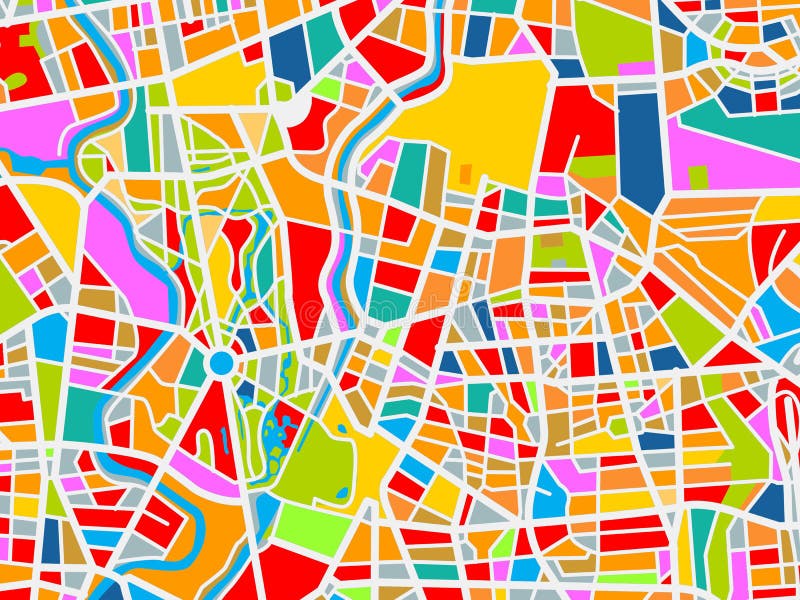 Colorful city map stock vector. Illustration of house - 98071006