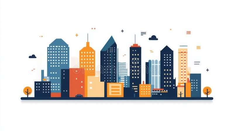 Colorful City Skyline Illustration Stock Illustration - Illustration of ...