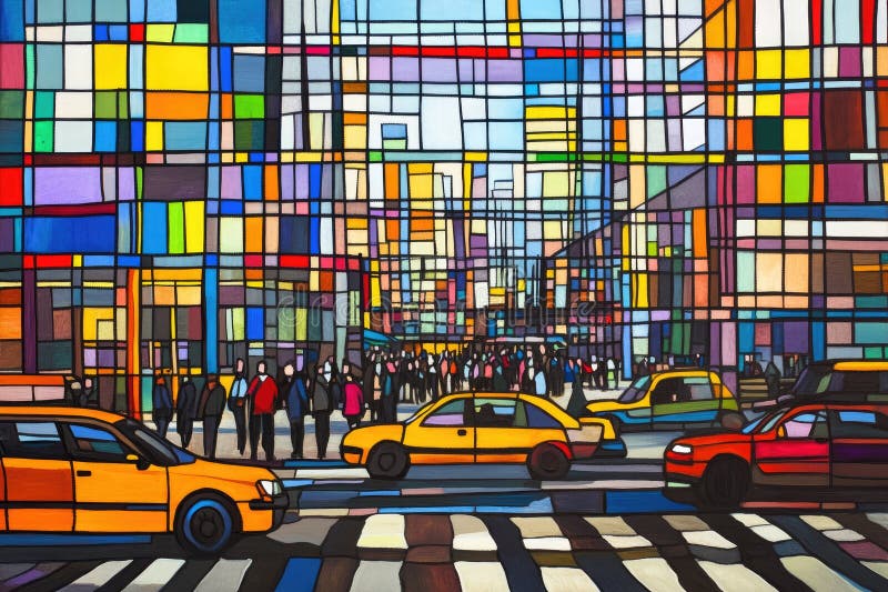 AI Cityscape: Cubist Style stock illustration. Illustration of ...