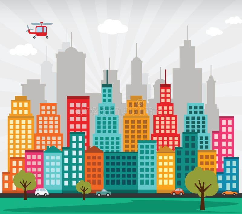 Colorful city stock vector. Illustration of cityscape - 33768345