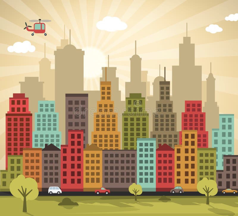 Colorful city stock vector. Illustration of colorful - 35664853