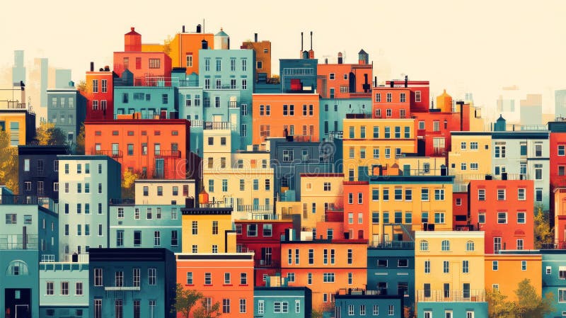 Colorful Cityscape Illustration Stock Illustration - Illustration of ...