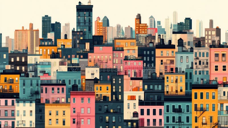 Colorful Cityscape Illustration Stock Illustration - Illustration of ...