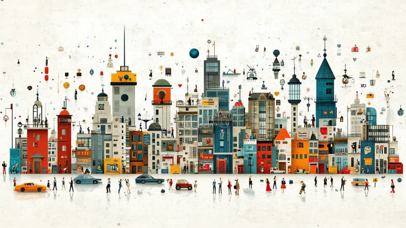 Colorful Cityscape Illustration Stock Image - Image of city, creative ...