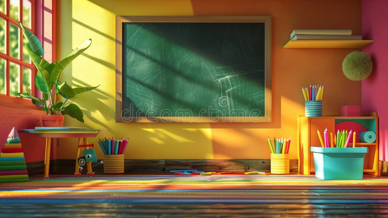 Bright Colorful Classroom Playroom Interior Design Sunny Day ...