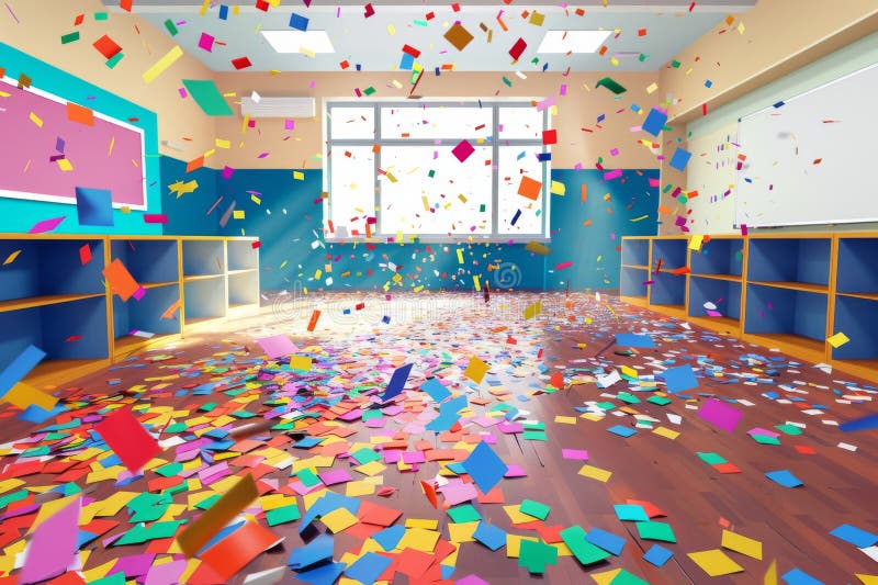 Colorful Classroom Celebration Stock Illustration - Illustration of ...