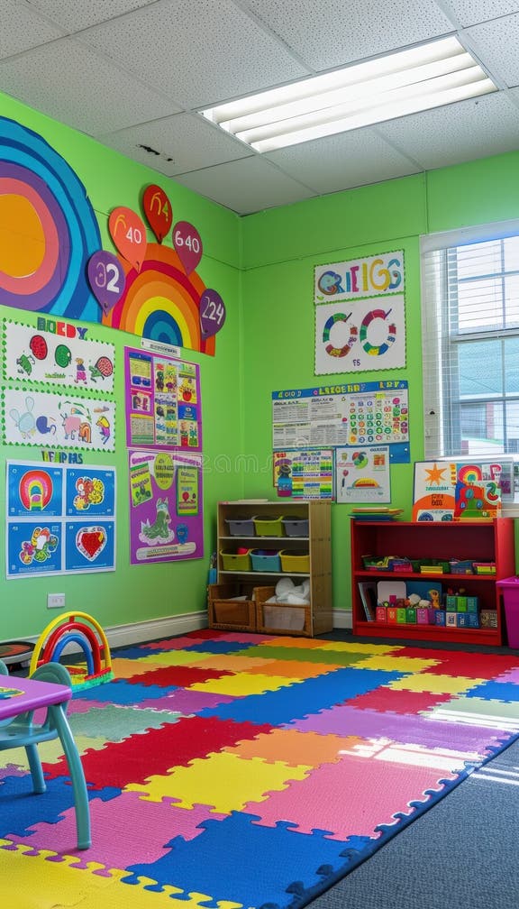 Vibrant Classroom Wall with Brain Development Charts for Early Learning ...