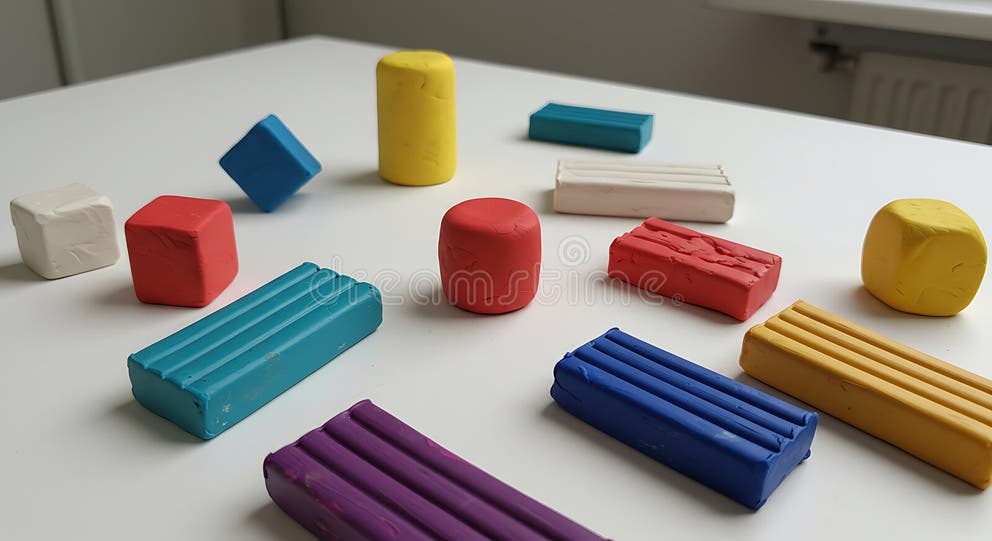 Colorful Clay Blocks in Various Shapes and Sizes are Arranged on a ...