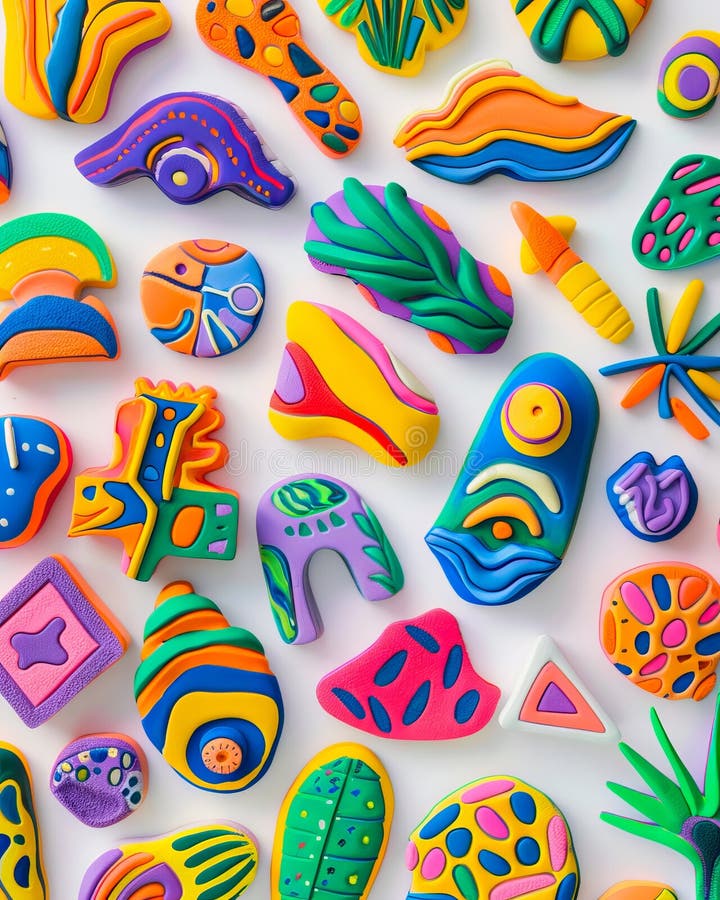 Colorful Clay Shapes Arranged on a White Surface Stock Photo - Image of ...
